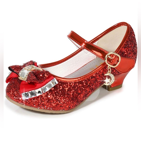 candid dino | Shoes | Sparkly Red Shoes Wbow Wgold In The Middle On ...